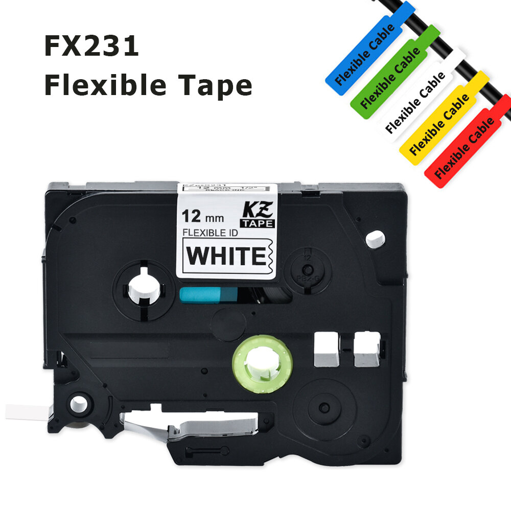 Лента Vell VL-FX231/TZE-FX231 (12 мм, черный на белом) для Puty PT-100E/100ECH/Brother E300/E550