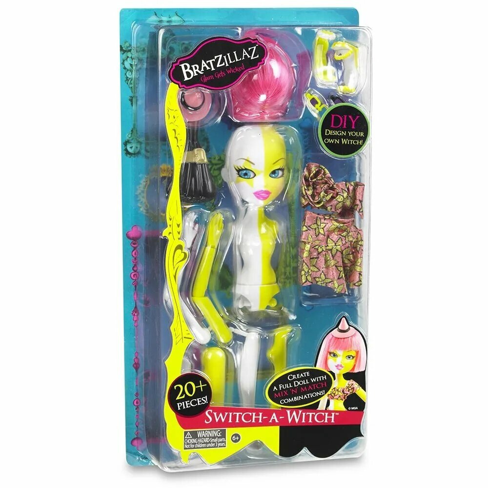 MGA Bratzillaz Switch-A-Witch Doll Братц Модная кукла-ведьма, С одеждой и аксессуарами, Игрушка своими руками, Подходит для детей старше 6 лет