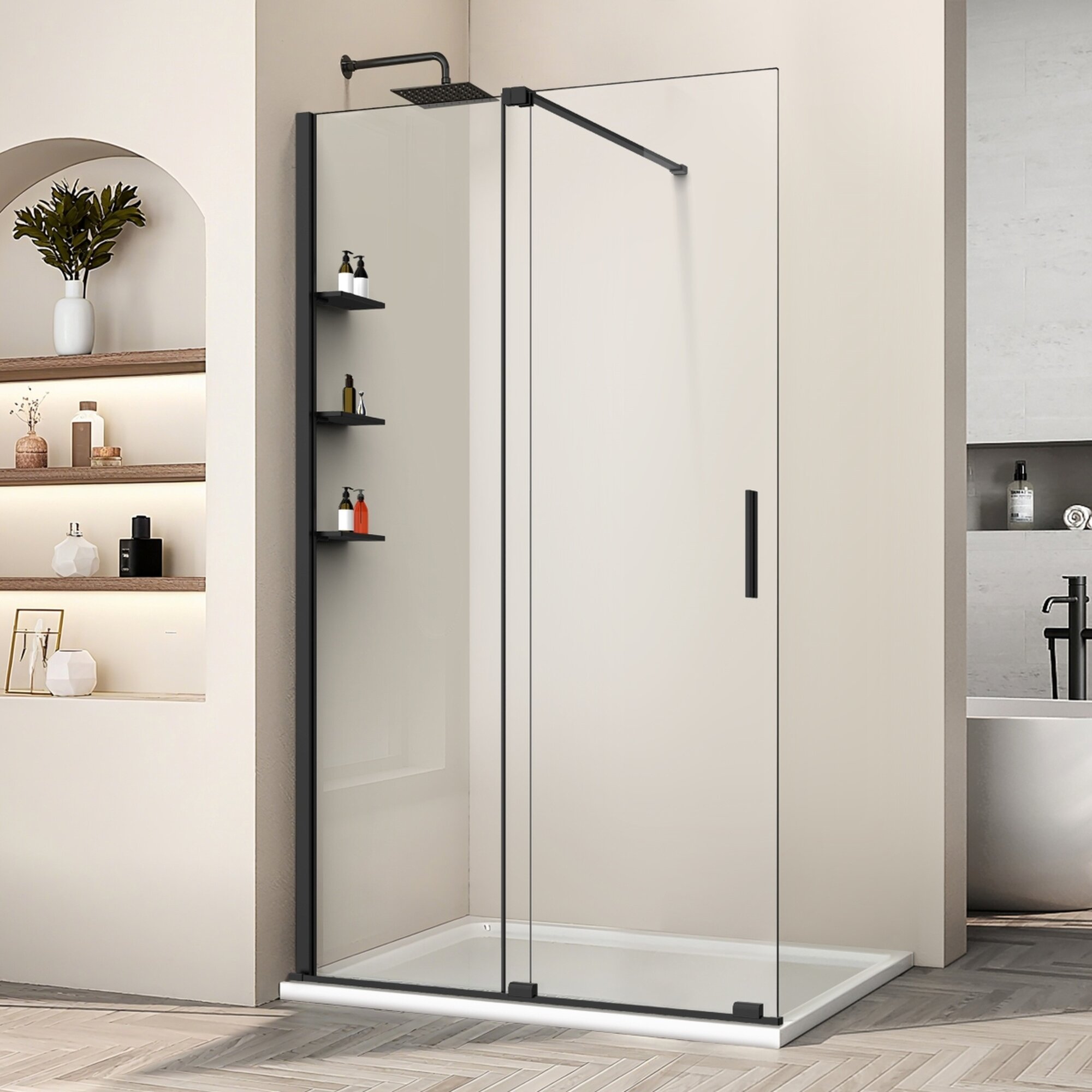 Душевая перегородка Walk-In VSW-1WSL120CLB, 1200*2000, черный матовый, стекло прозрачное