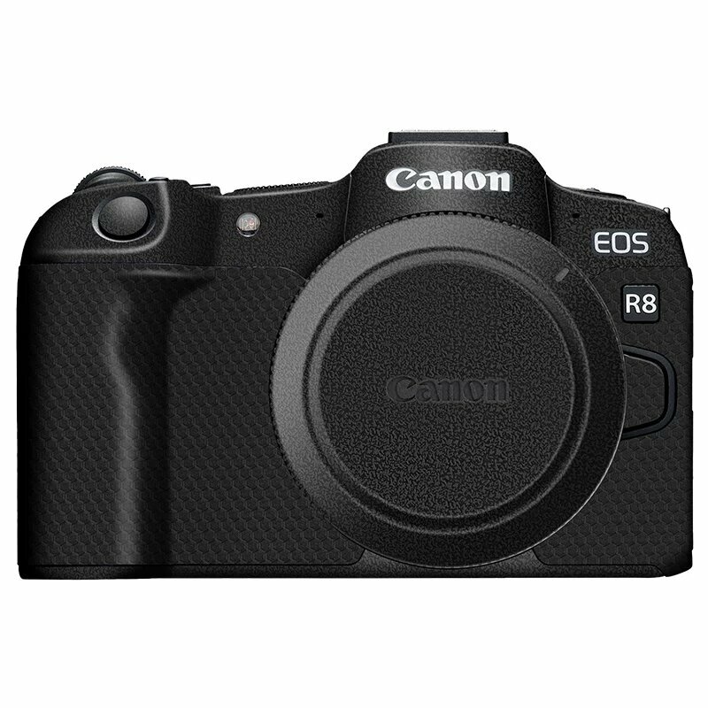Защитная пленка для корпуса Canon EOS R8 в черном цвете с кожаным рисунком - премиум-пленка для зеркальной камеры