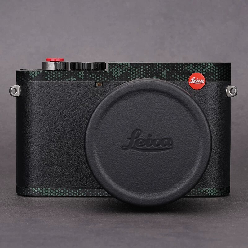 Защитная пленка для полного покрытия Leica Q2 - узор в виде змеиной чешуи зеленого цвета, матовая черная кожаная