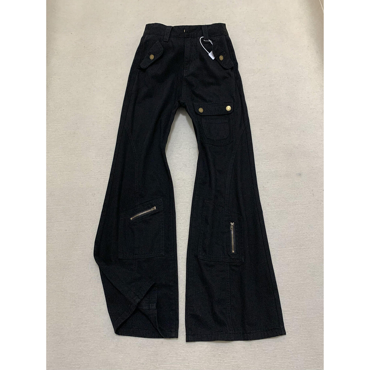 JYL Джинсы Карго Флэр Камуфляж Высокая Талия Слим Деним, Размер_XXL