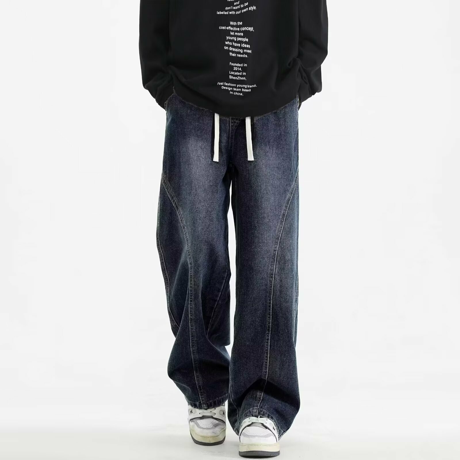 ZY Джинсы Мужские Гонконгские Весенние Хип-Хоп Трендовые Деним, Размер_XXXL