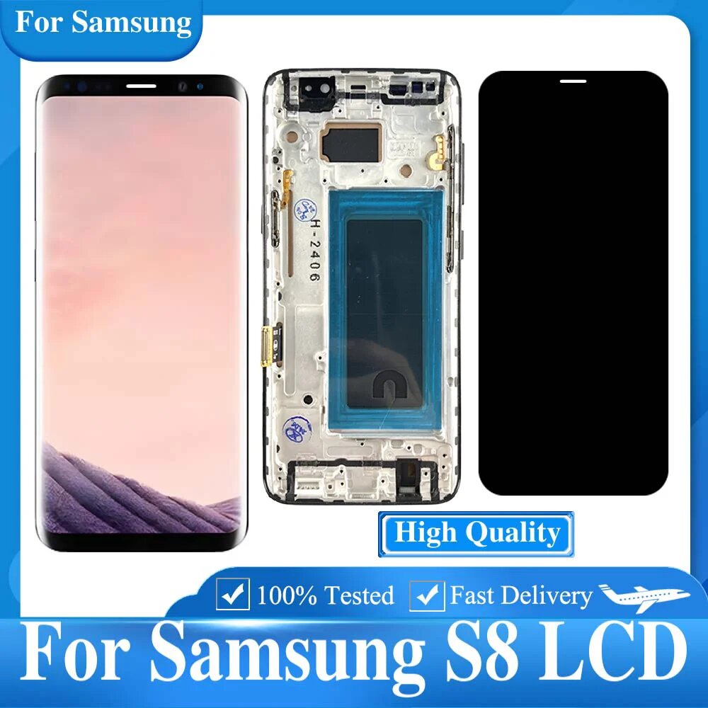 TFT-экран для Samsung S8, ЖК-дисплей, преобразователь сенсорного экрана в сборе для Samsung S8, запасные части для ЖК-экрана с рамкой TFT Black Frame
