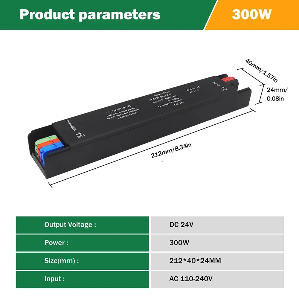 Трансформатор AEVYVKV 12/24 В 60-400 Вт DC12V, 300W