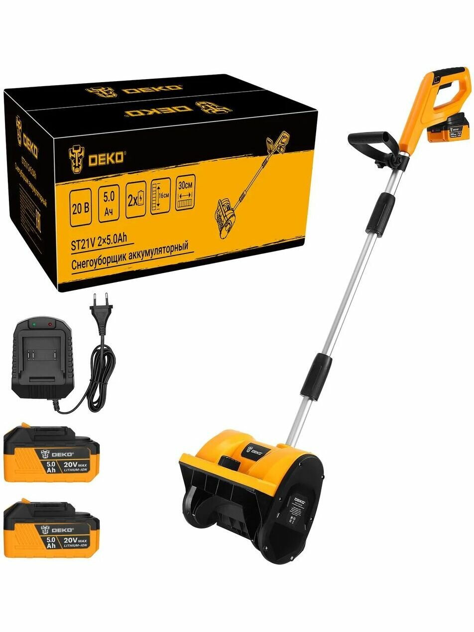 Снегоуборщик аккумуляторный DEKO ST21V, 20В, 2х5 Ач 085-4444