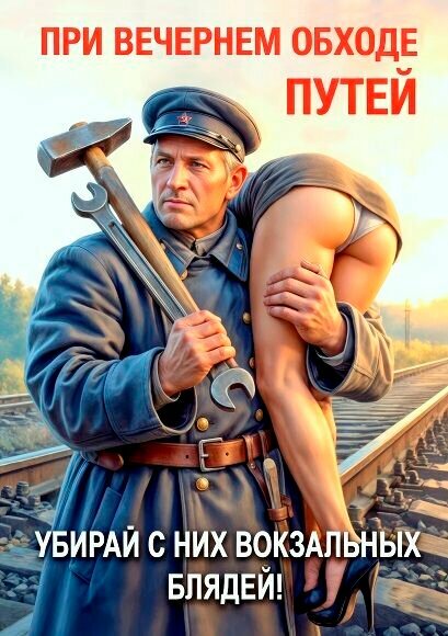 "Путевой обходчик". СССР - смешные плакаты А2.