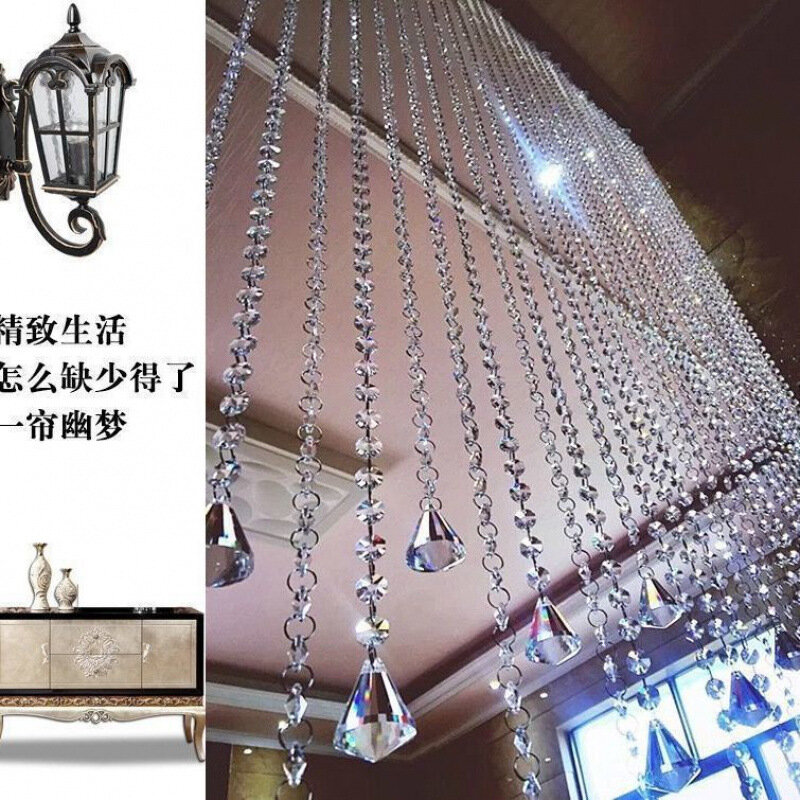 Кристальная бусинная занавеска для спальни, гостиной, столовой, ванной, декоративная занавеска для входа, европейский стиль, полузанавеска для балкона, не требует сверления