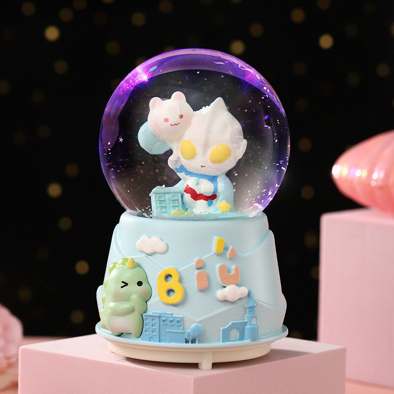 Мечтательная девочка, музыкальная шкатулка с кристальным шаром в виде единорога, украшение, музыкальная шкатулка для студентов, снежинка, водяной шар, подарок на день рождения