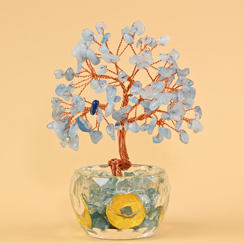 Натуральный кристалл, денежное дерево, кристаллическое украшение, привлекающее богатство, кристаллическое дерево, настольное украшение