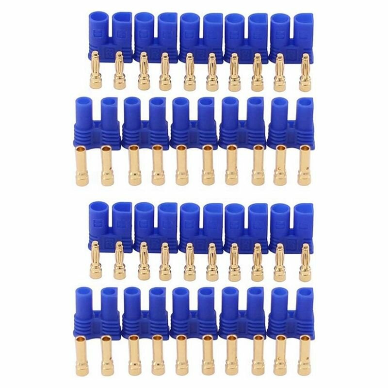 10 Пар Разъемов EC2 "Папа-Мама" 2,0 Мм, Золотая Пуля, Штекер Типа "Банан"