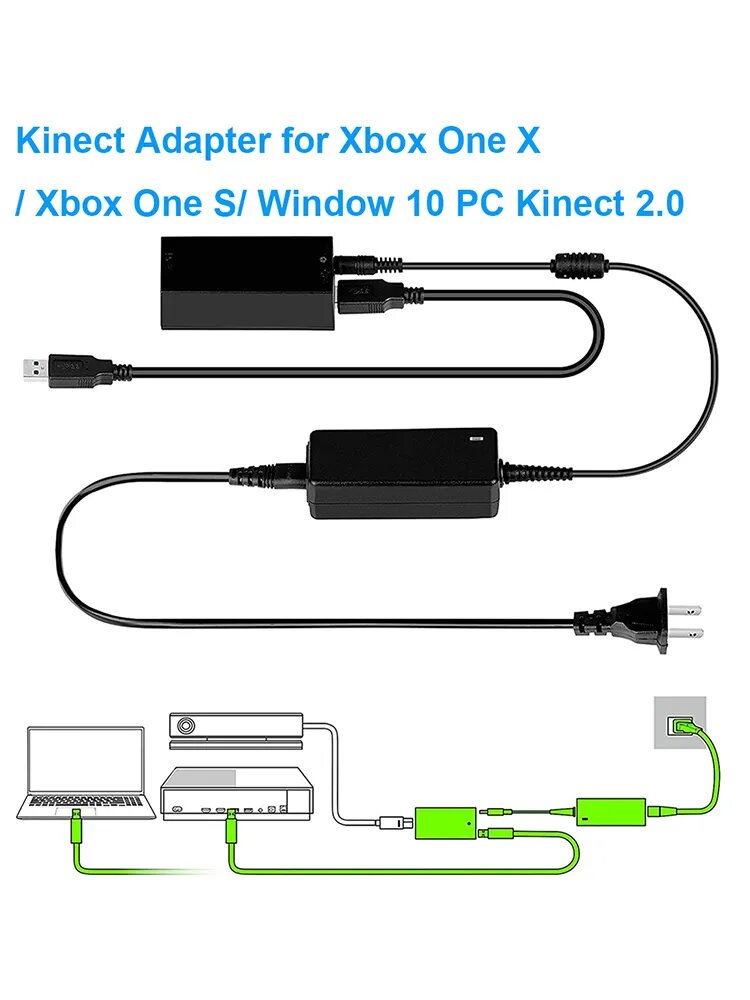 Адаптер Kinect для Xbox One S X и Windows 10 8.1 8 PC 2.0 3.0, сенсор, блок питания переменного тока