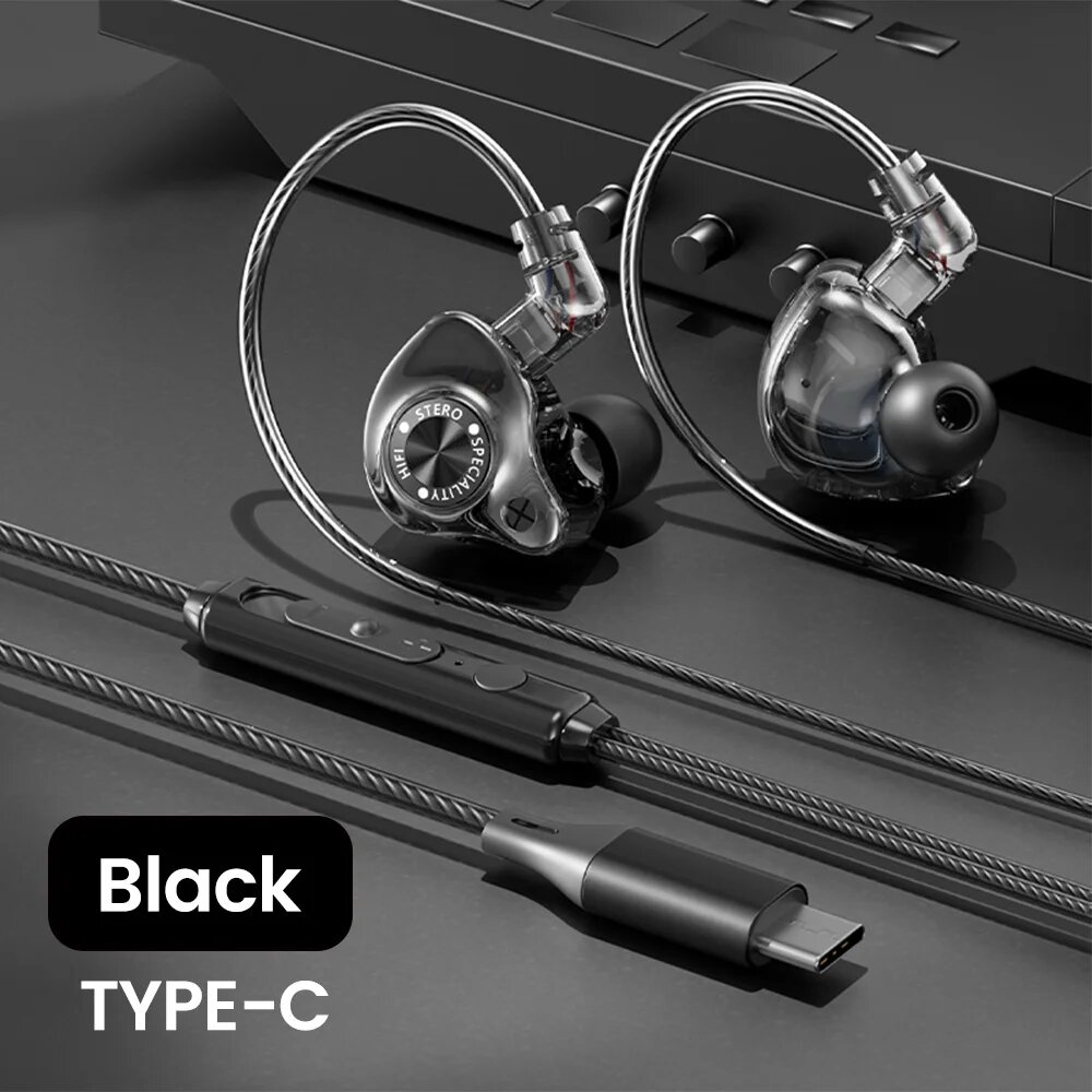 Наушники Type-C Black с микрофоном