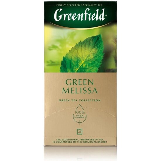 Чай Greenfield Green Melissa зеленый с добавками, 25 пакетиков