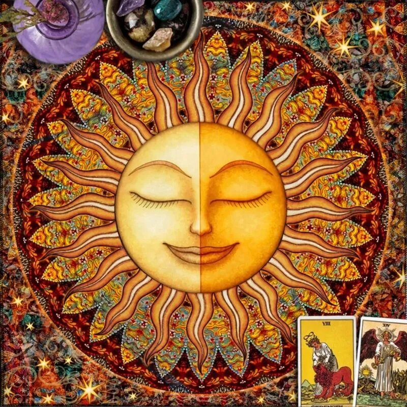 (1 штука) Скатерть Таро "Бог Солнца, двенадцать созвездий"-206, 60x60 см ADSH