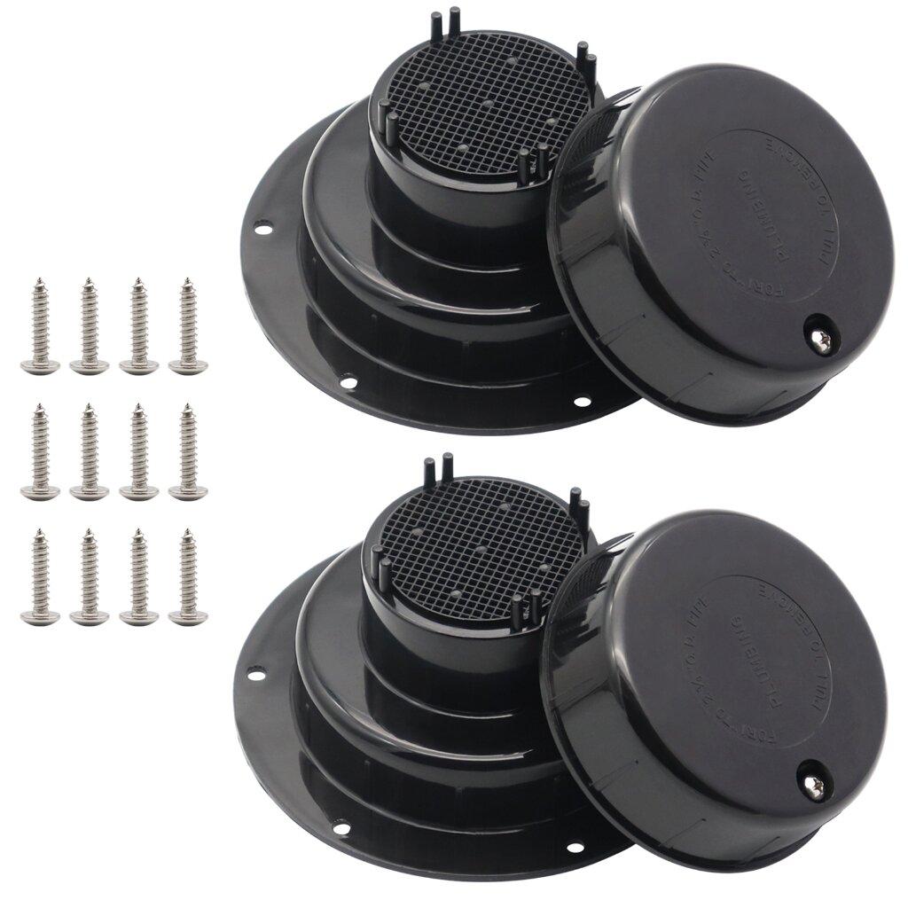 2 Комплекта Пластиковых Кемперов, Верхняя Крышка Канализационной Крыши, Вентиляционная Крышка Для Сантехники RVS, Подходит для Наружных Труб диаметром от 1 дюйма до 2-3 / 8 дюймов, Аксессуары для Трейлеров, Домов На колесах