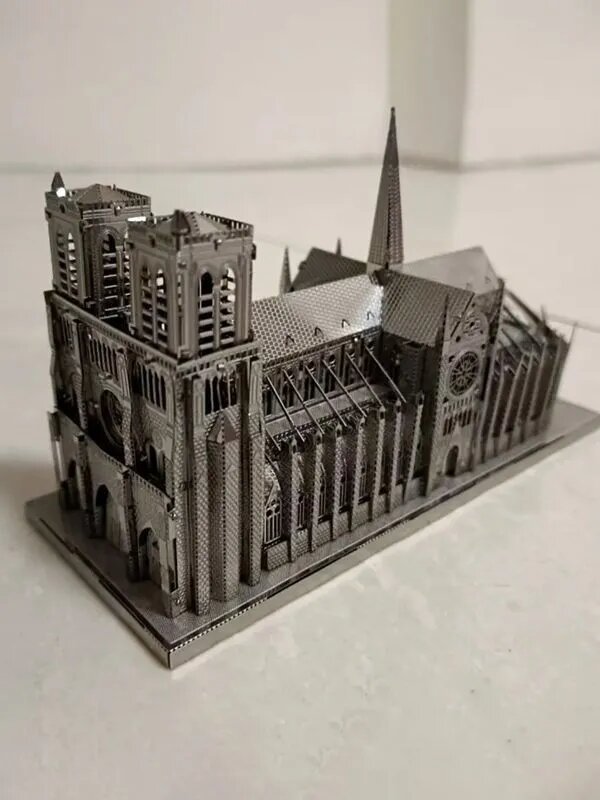 3D-пазл из металла в виде собора Парижской Богоматери, сборная модель для взрослых — фото 1