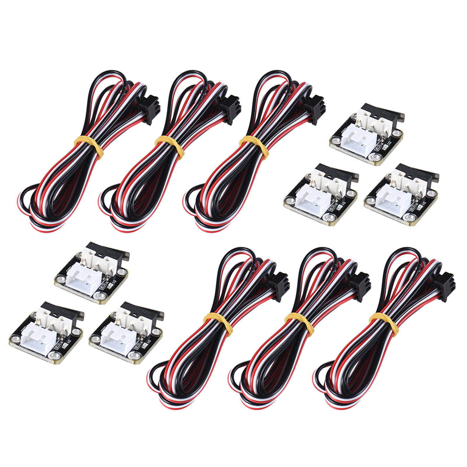 Концевые выключатели CR-10 для 3D принтера RepRap RAMPS 1.4 CR-10S CR-S4 CR-S, 6 штук, с кабелем 1м 3pin, размер переключателя 2.5*2*0.7cm, вес переключателя 2g, размер упаковки 18*7*2cm, вес упаковки 82g