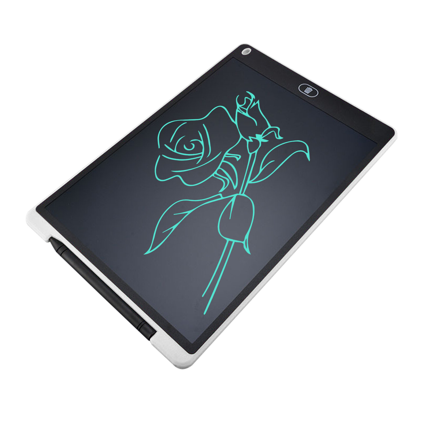 12 Inch LCD Writing Tablet Electronic Digital Drawing Board Erasable Writing Pad Single Color Screen One-Click Erase with Lock Button Black White Red Green Blue Pink ABS 1* CR2025 Button Cell 28.3*18.5*0.5cm for Children Adults Home Office School