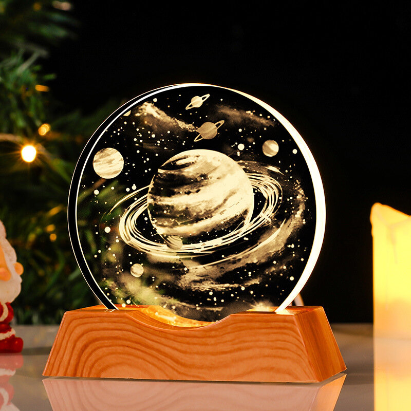 Ночной светильник "Звездное небо", светящийся орнамент, лампа астронавта и планеты, 3D резной кристаллический ремесленный новый настольный светильник для кросс-бордерной торговли