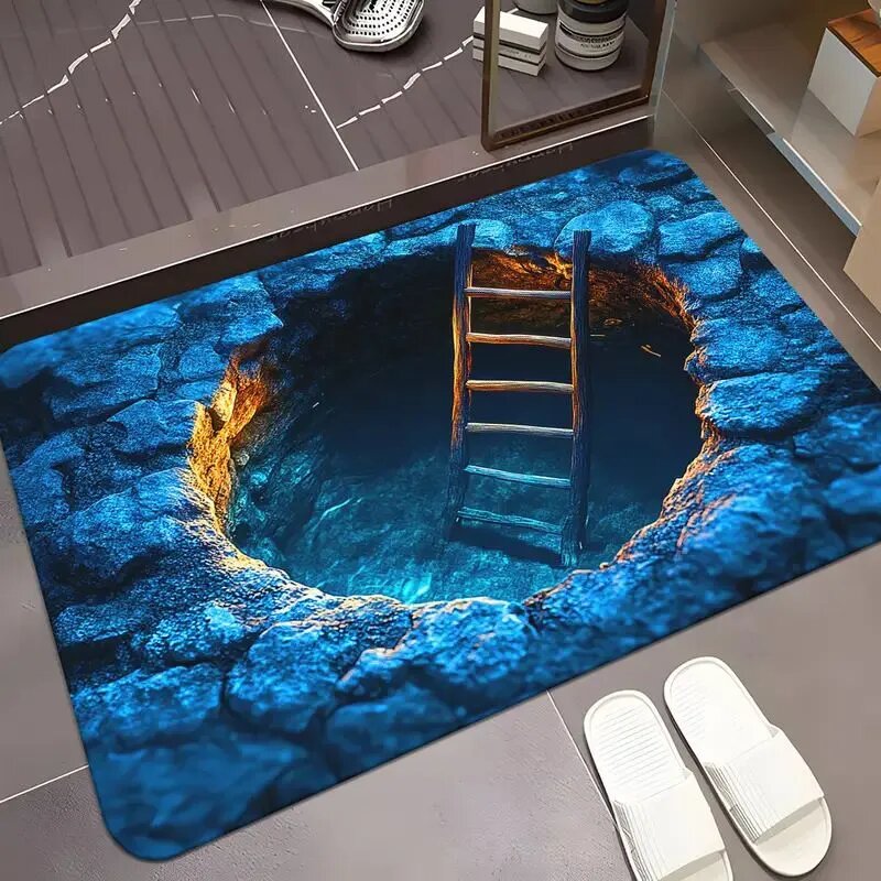 Коврик придверный 60x90 см 1 мм 3d-эффект синий, Полиэстер, Хай-тек