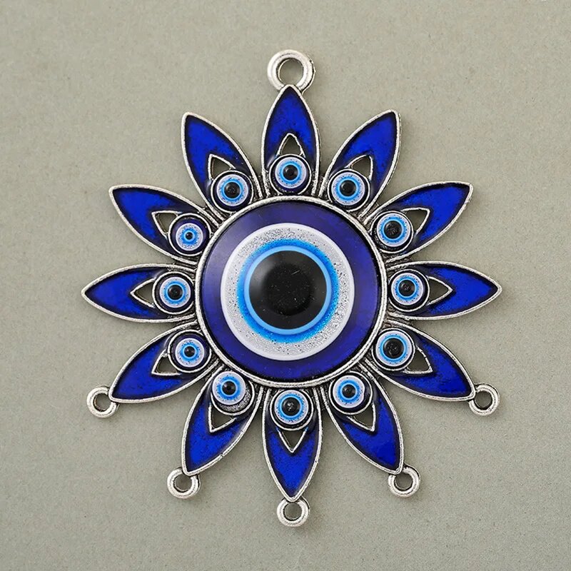 Синий металлический амулет злой глаз 9cm Flower eye