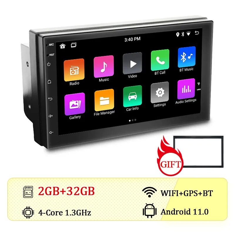 HIPPCRON Автомагнитола, диагональ: 7", 2 DIN, 2ГБ/32ГБ