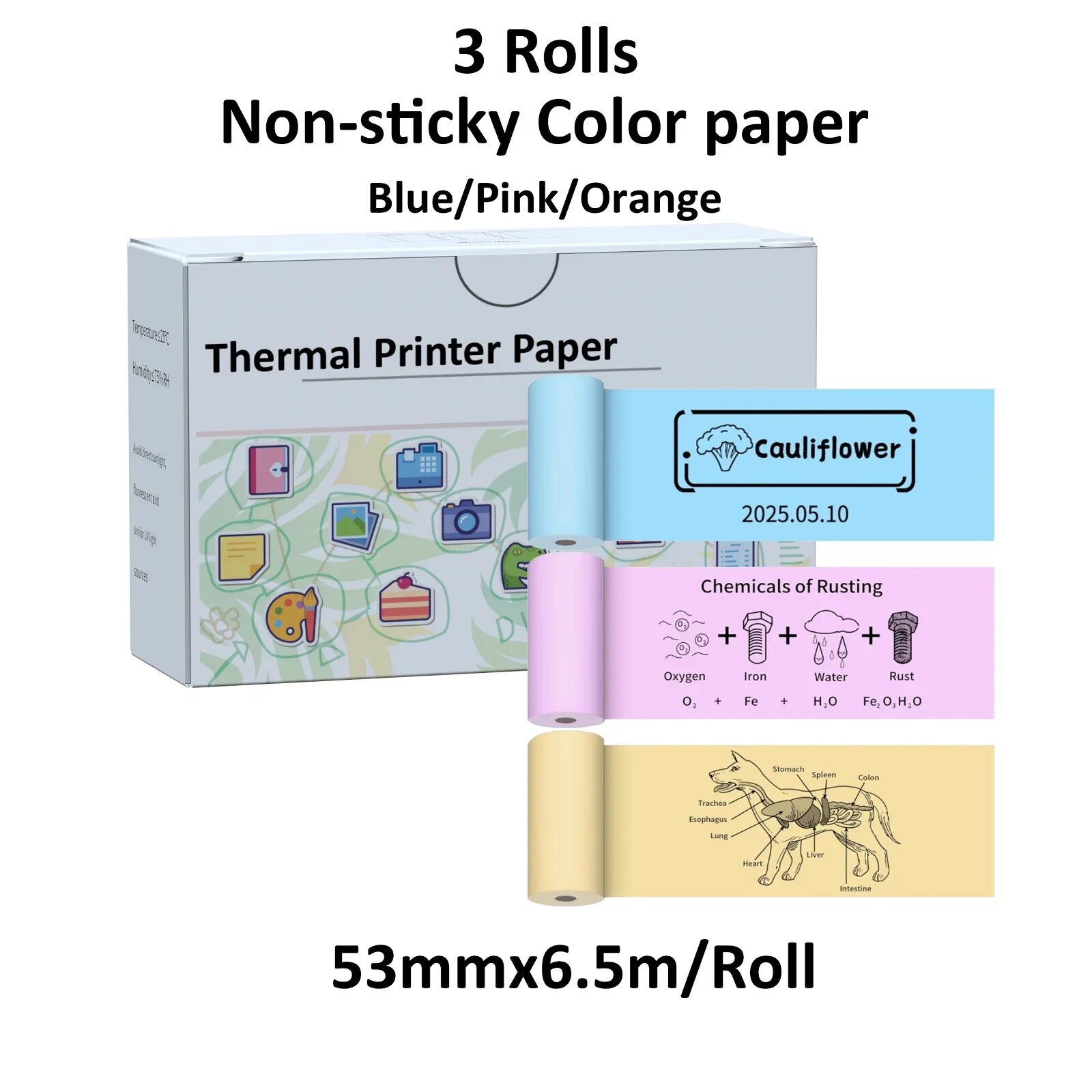 Голографическая термобумага для мини-принтеров Phomemo Розовый, Color No-Sticky