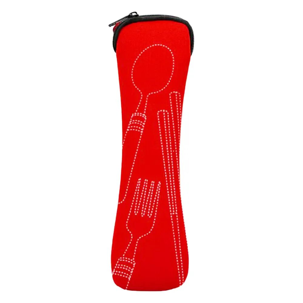 Портативный чехол для столовых приборов (ложка и вилка), для путешествий и кемпинга, красный