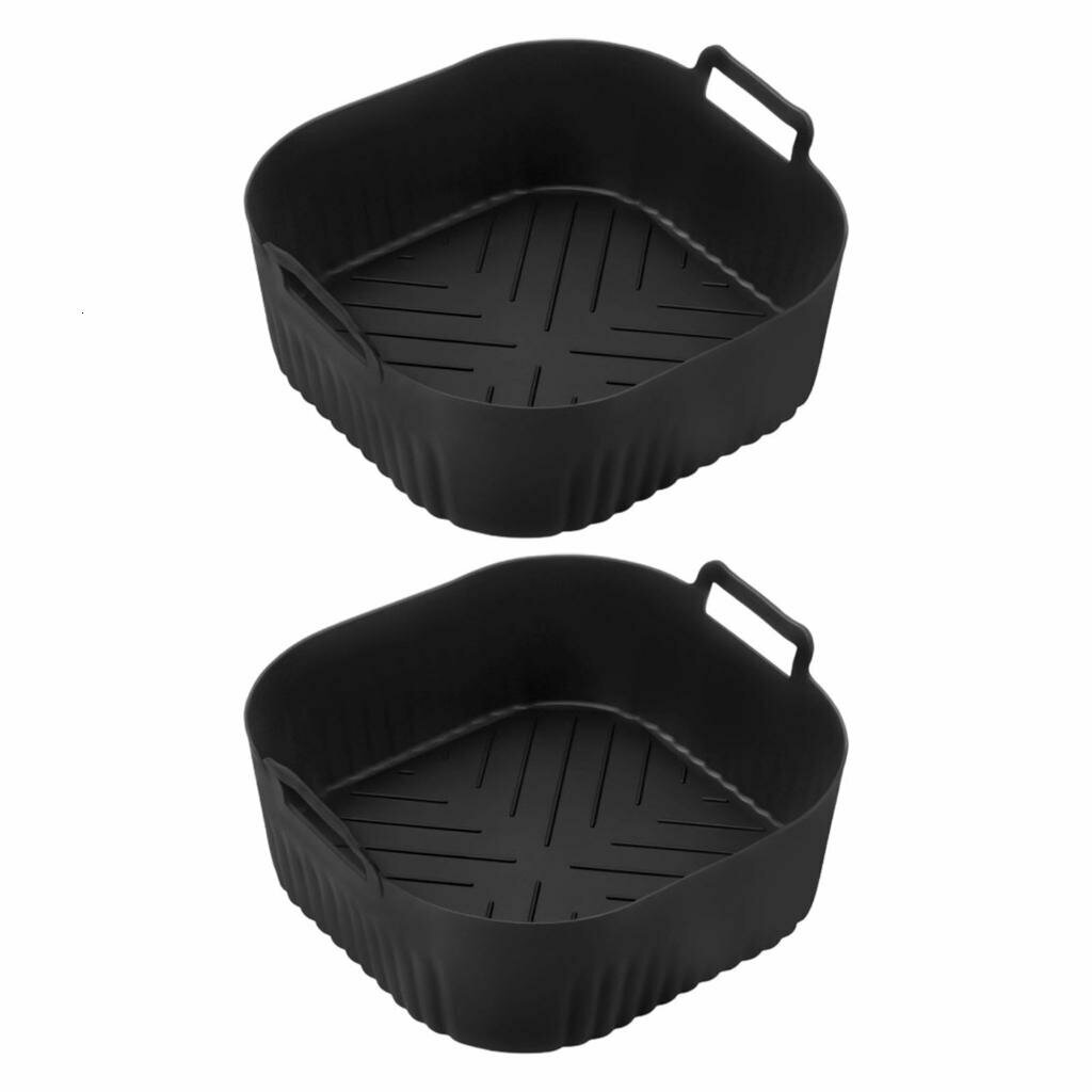 Квадратные силиконовые подложки для аэрогриля, 2 шт, Черный