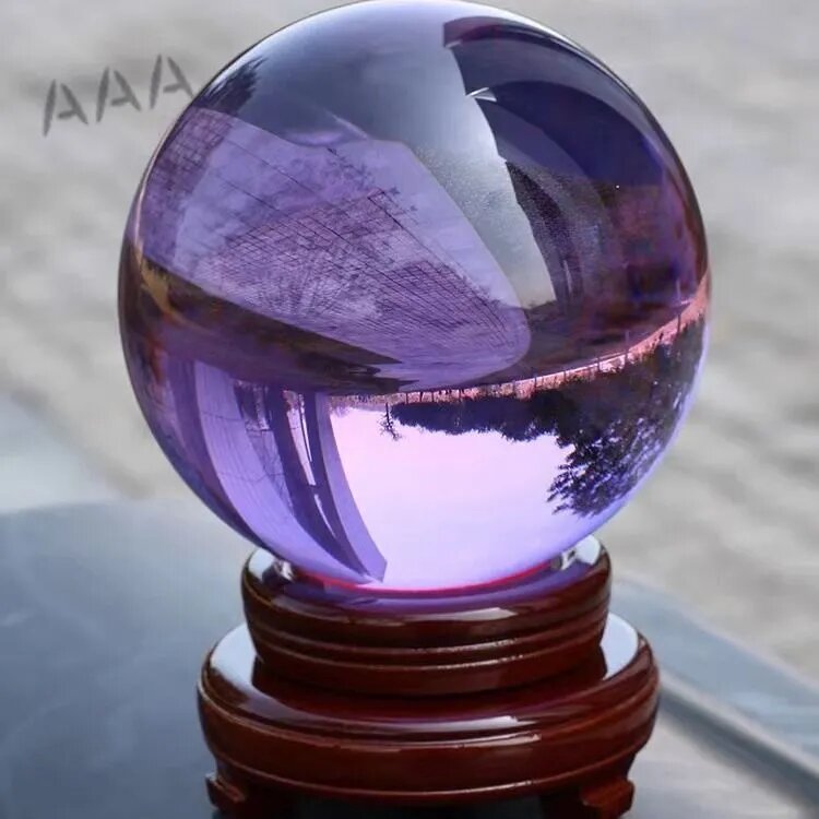 Магический фиолетовый хрустальный шар, гадание, ритуал, с подставкой14