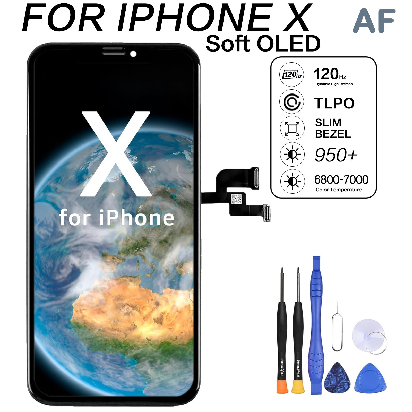 Гибкий OLED-экран-замена для iPhone X: 120 Гц, рамки 0.9 мм, высший китайский класс