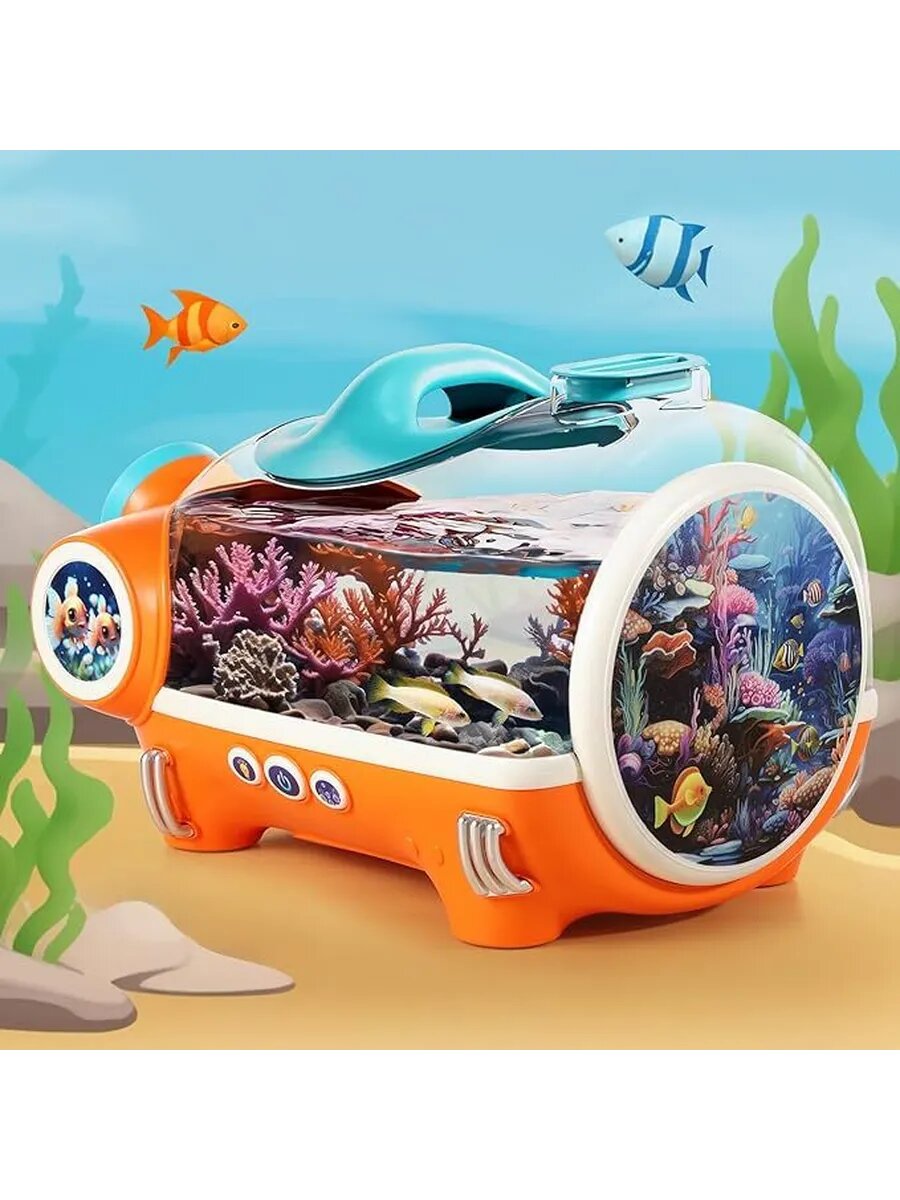 Аквариумный кислородатор и светящиеся украшения