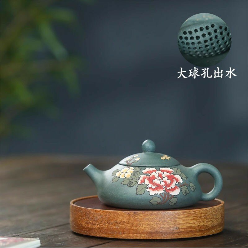 Чайник из темно-зеленой глины Yixing Original Ore, ручной работы, с шариковым отверстием, внутренняя стенка герметичная, чайник из зеленой глины, ковш из камня Dongpo, Республика Китай