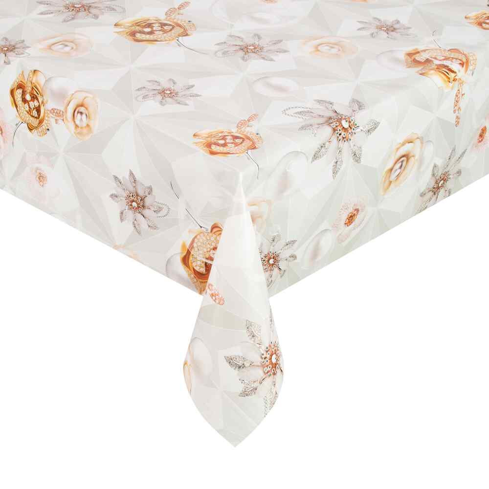 Клеенка "DAMASK" гладкая на нетканой основе ПВХ, 137см x 25м, цветочный принт, в рулоне