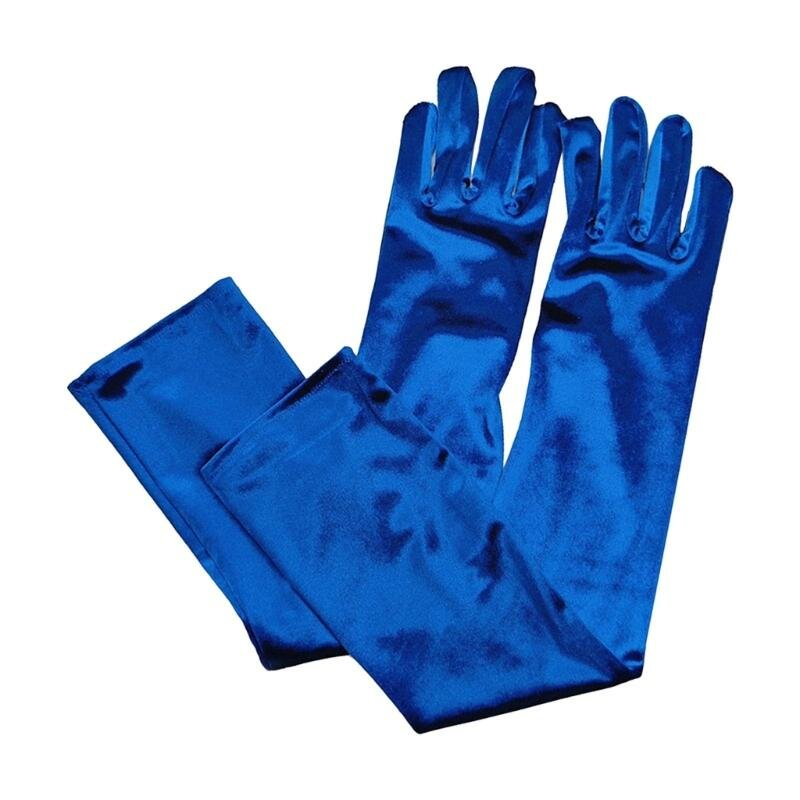 Женские Теплые Длинные Перчатки из Золотистого бархата-Королевский Синий