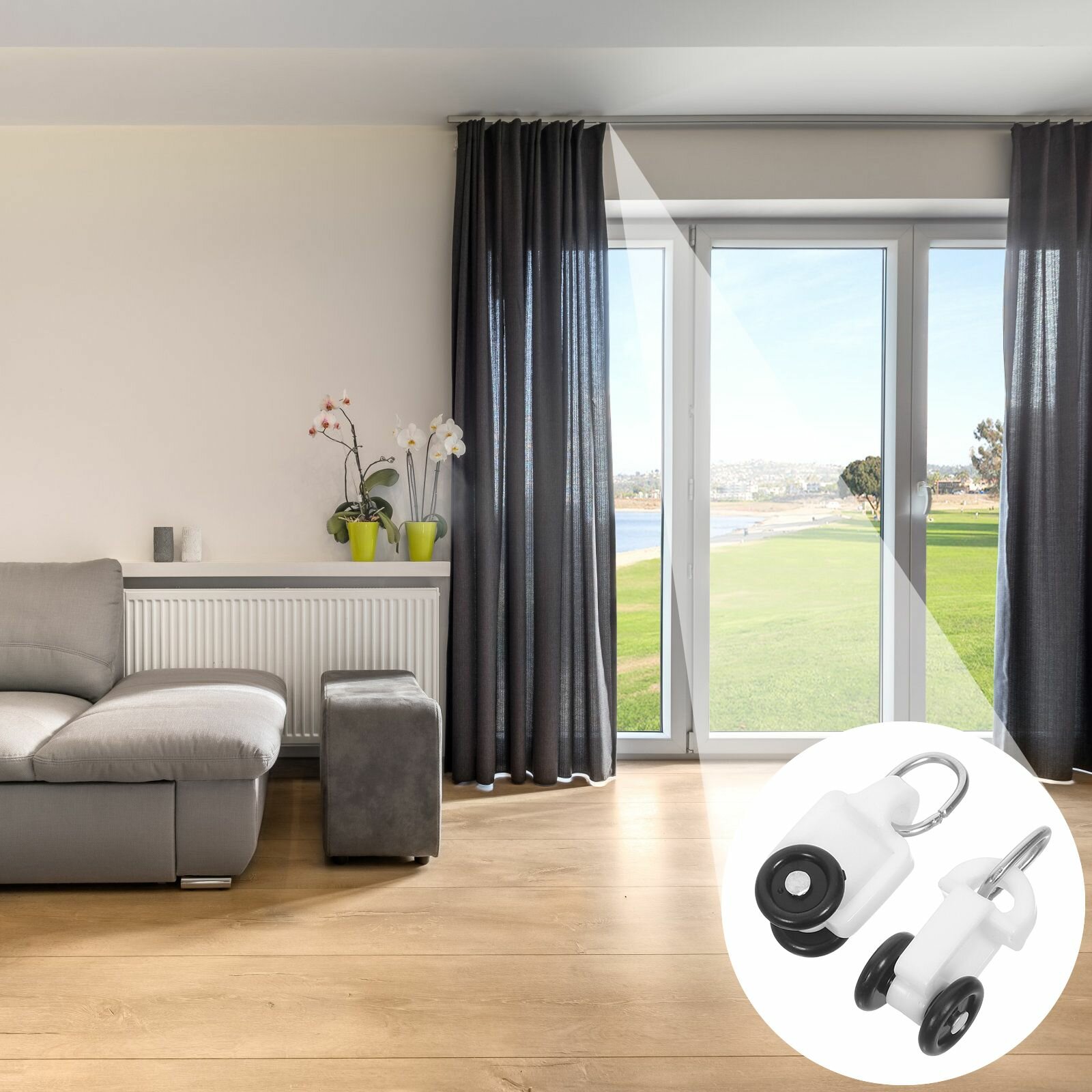 Набор из 100 бесшумных роликов для шторных карнизов из пластика и металла для оконных штор