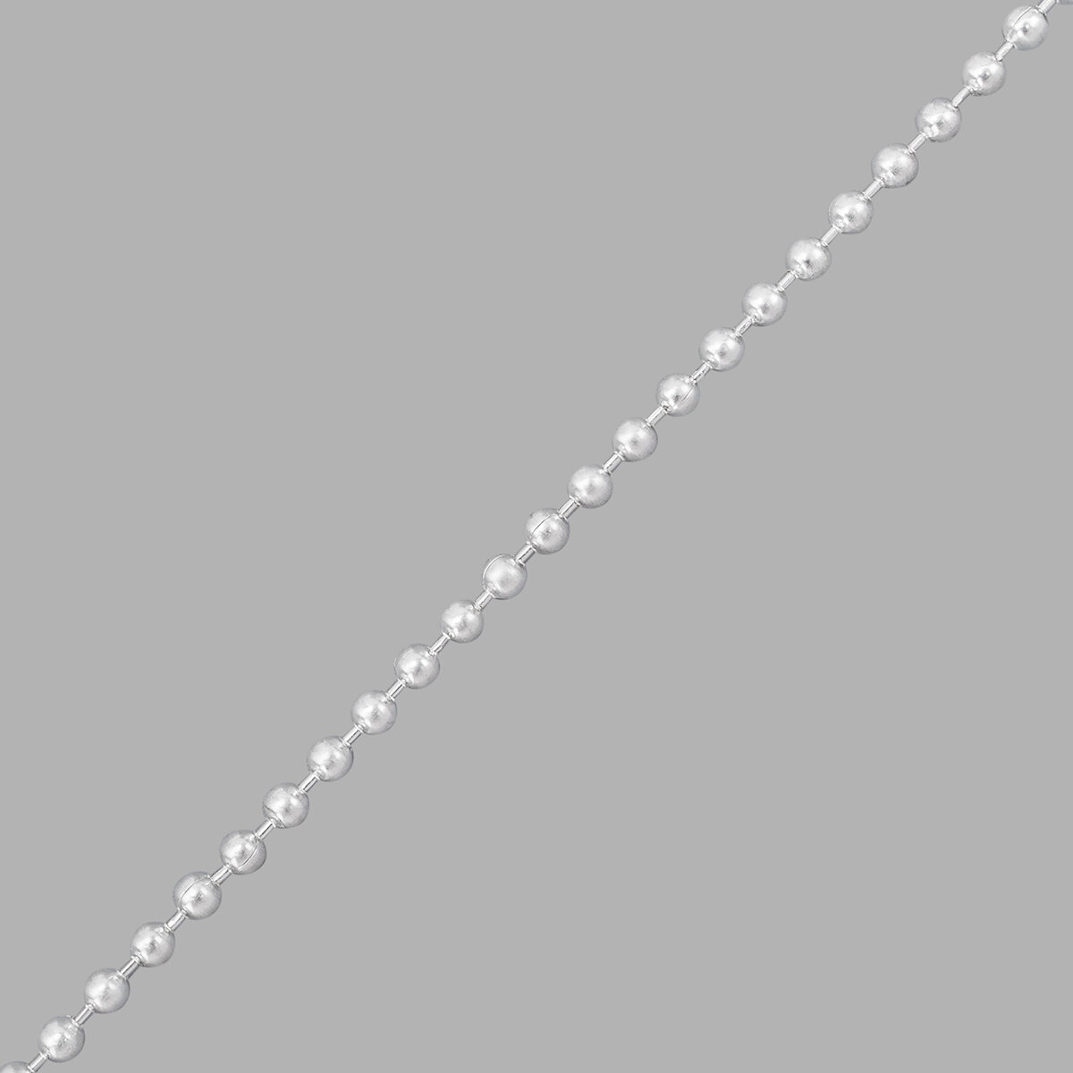 Цепочка декоративная шариковая Айрис, металл, 2мм*91,4м (серебро)