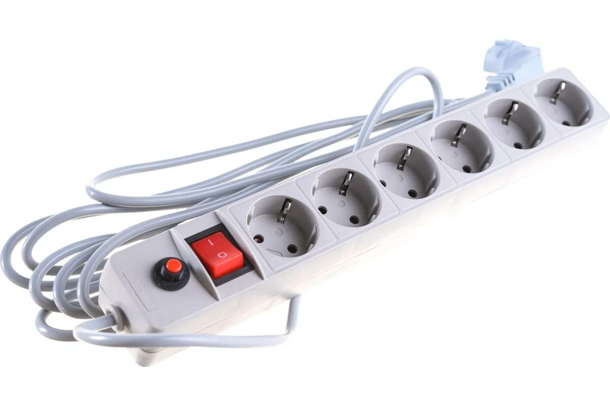 Сетевой фильтр Universal универсальный, 6х5 м, с выключателем, ПВС 3х0.7 мм2