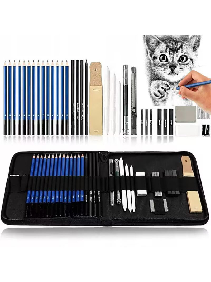 Карандаши простые для рисования, набор в пенале художественный