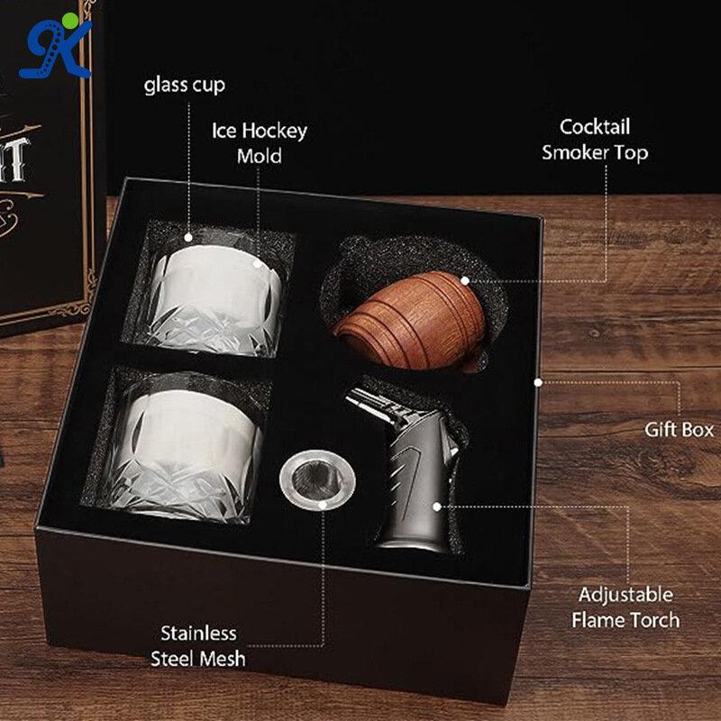 Набор для копчения виски, коктейльный бочонок для копчения, деревянный коптильник с древесными щепками, фильтр для фруктового вкуса, подарок