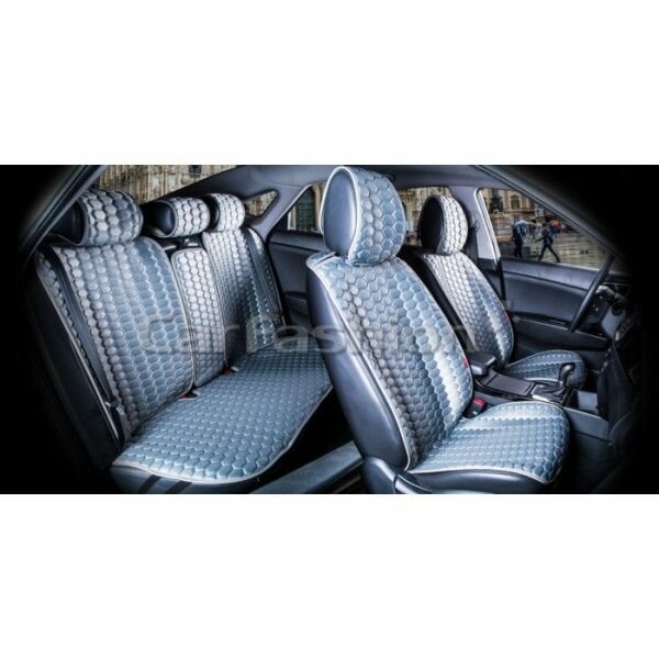 Накидки для Лада / Lada Granta Kalina Largus Niva Priora и др. CARBON PLUS полиэстер(карбон) Серый