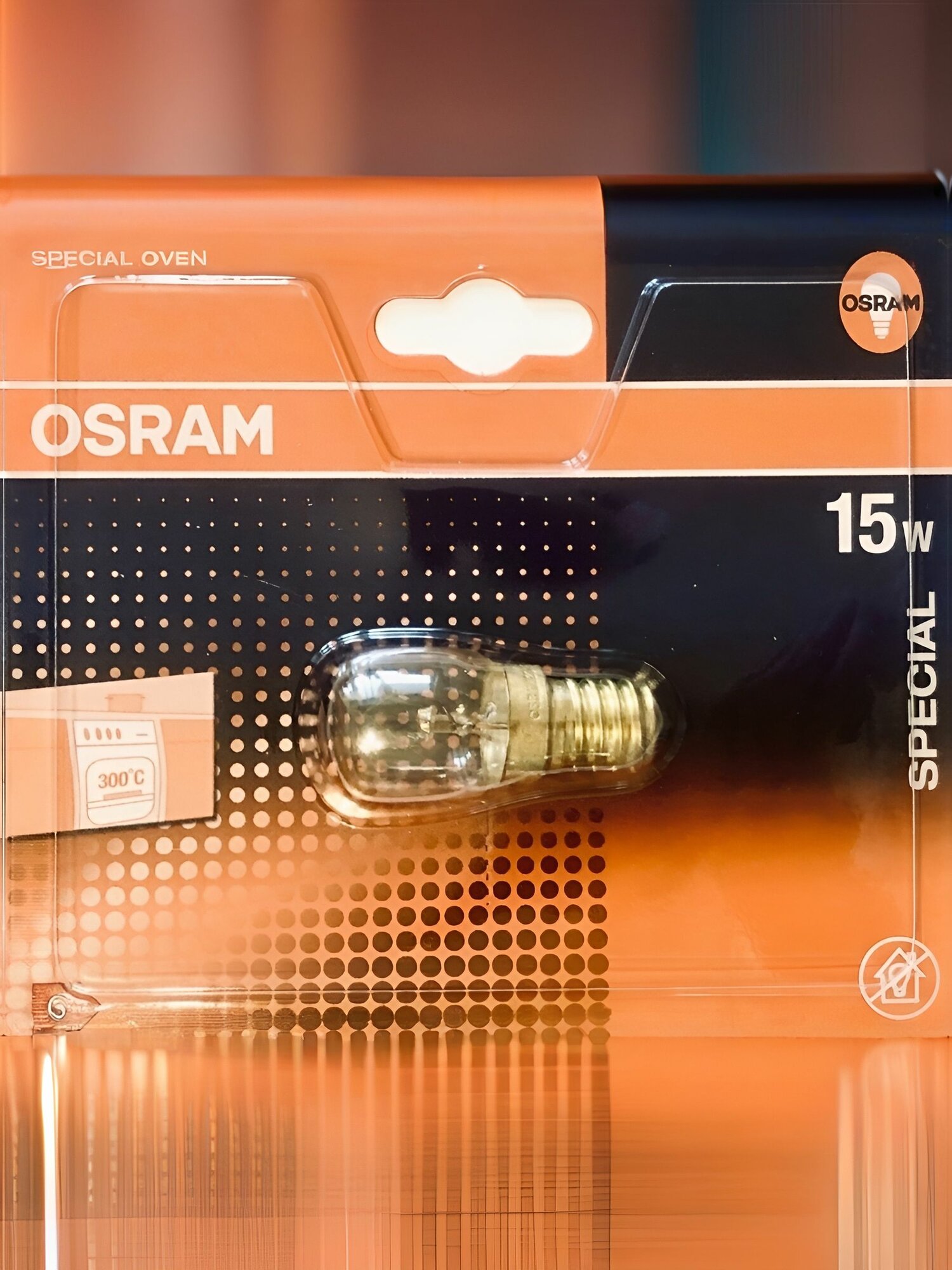 Лампочка (1 штука) для духового шкафа 300 гр. С. OSRAM SPECIAL OVEN T22 CL 15Вт Е14 230В, в блистере, жаростойкая
