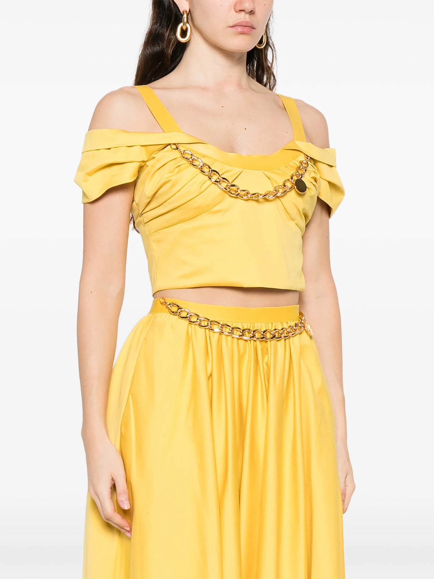 Топ Elisabetta Franchi Chain-detail top, размер 42, ochre yellow — фото 1