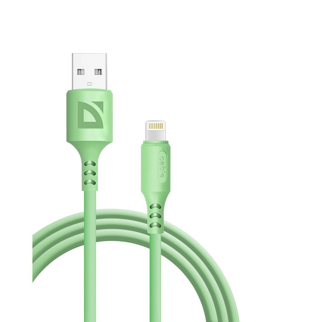 Кабель USB 2.0 AM - Lightning (M) (1м) 2.4А Defender F207 силикон, зелёный, пакет-test