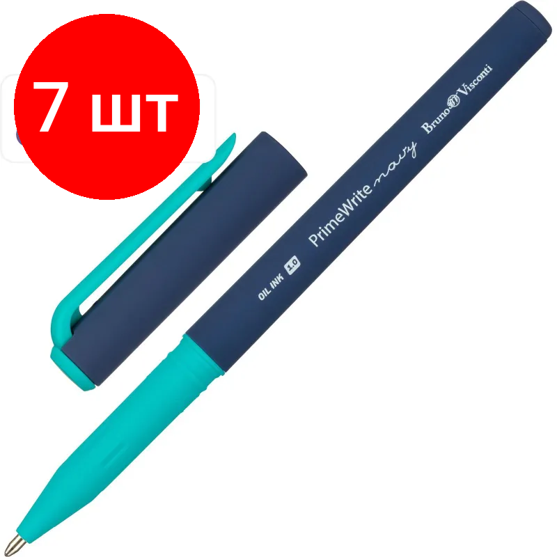 Комплект 7 штук, Ручка шариковая неавтомат. PrimeWrit. Navy,1.0, син, масл, манж20-0295/03