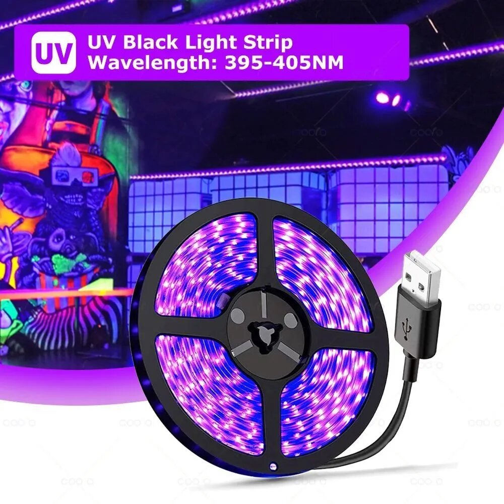 Ультрафиолетовый Светлая полоса 5M/ UV LED strip Light УФ лампа, 395-400 нм