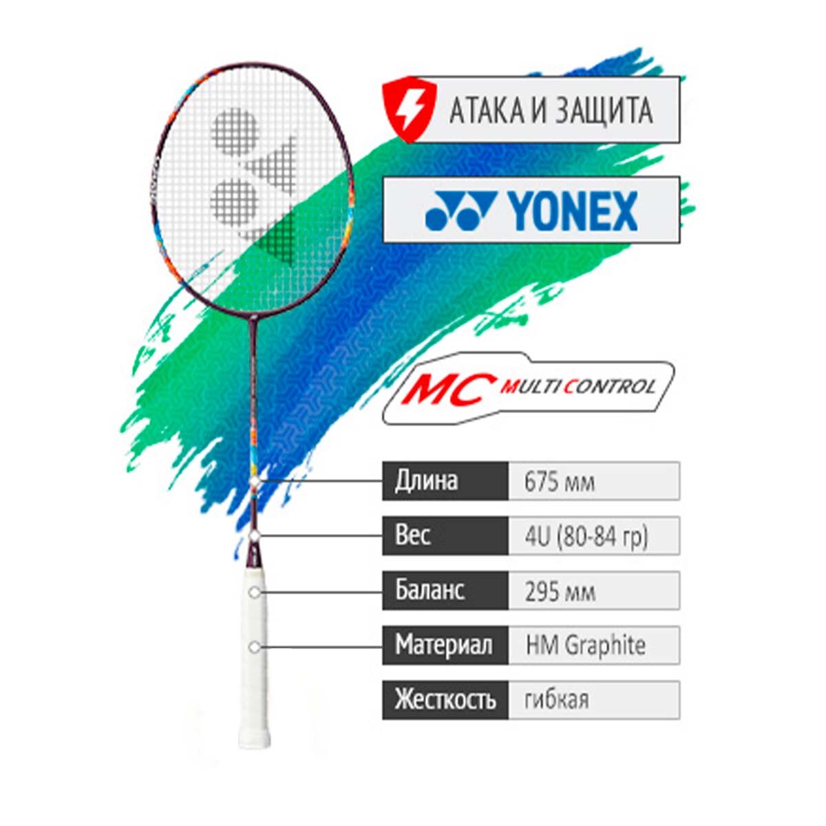 Ракетка для бадминтона YONEX NANOFLARE 700 GAME MIDNIGHT PURPLE 4U, струны в комплекте, чехол