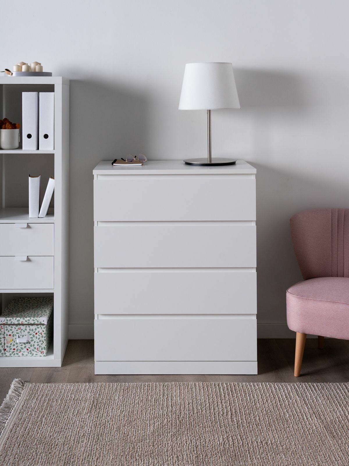 Комод Варма Прайм, 4 ящика, 80х100х48 см, эмаль, белый, ГУД лакк