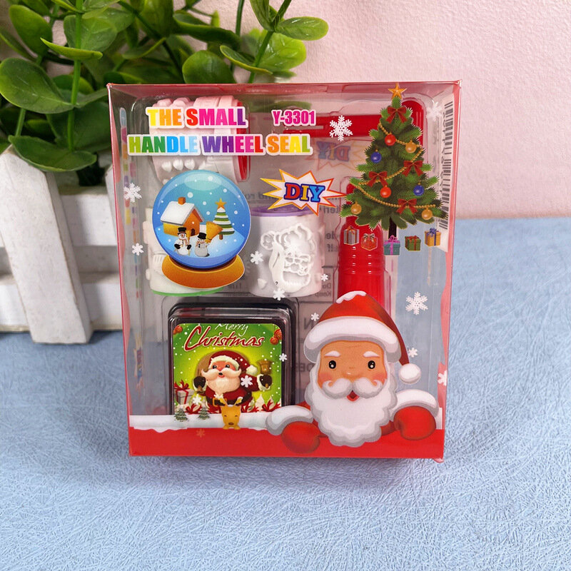 Набор штемпелей с ручкой для детей, мультяшные роликовые штампы, чернильная подушка, подарок для начальной школы и детского сада, оптовая продажа игрушек